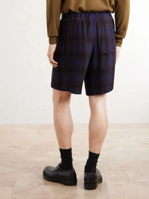 Dries Van Noten Wide-leg Checked Twill Shorts