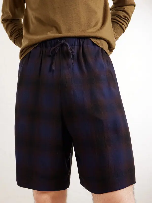 Dries Van Noten Wide-leg Checked Twill Shorts