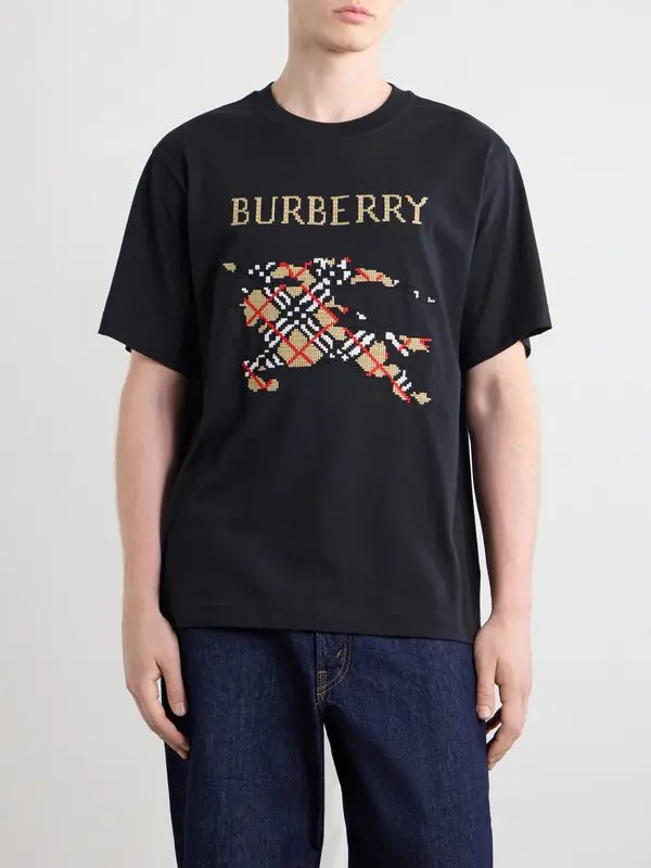 Burberry Logo-embroidered Cotton-jersey T-shirt