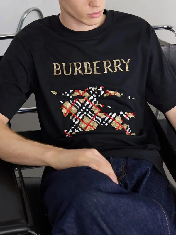 Burberry Logo-embroidered Cotton-jersey T-shirt