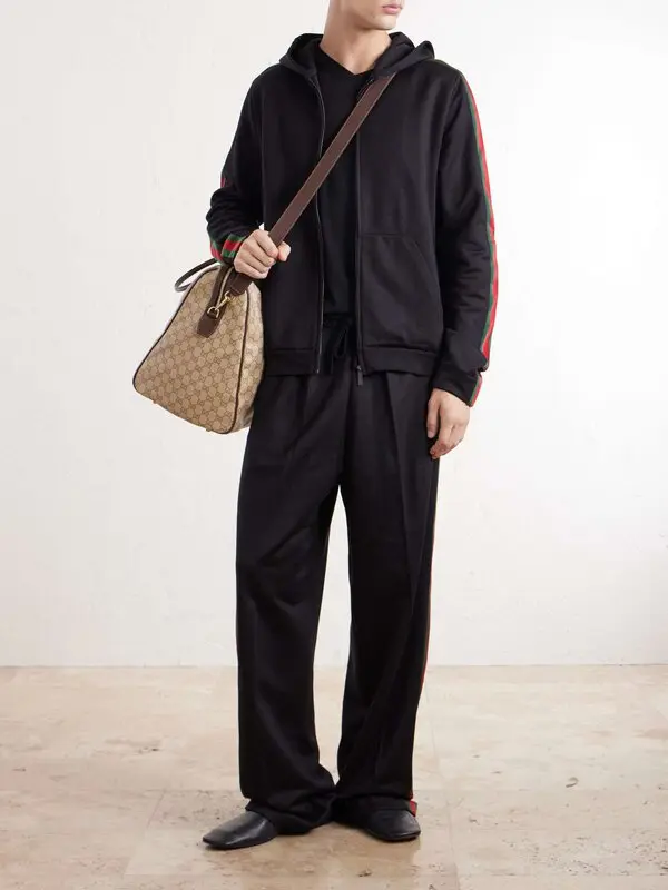 Gucci Zip-up Hoodie With Webbing Trim