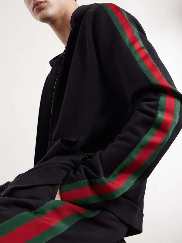 Gucci Zip-up Hoodie With Webbing Trim