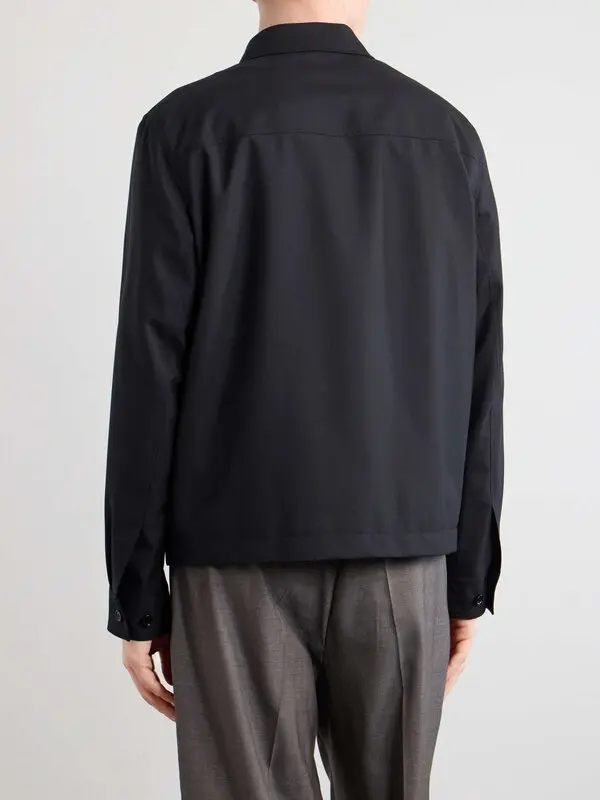 Burberry Logo-embroidered Wool Zip-up Blouson Jacket
