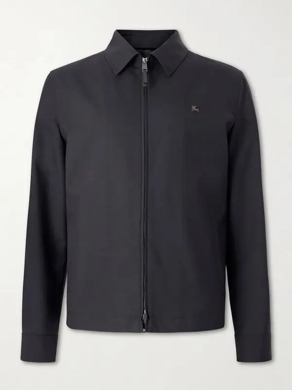 Burberry Logo-embroidered Wool Zip-up Blouson Jacket - Black