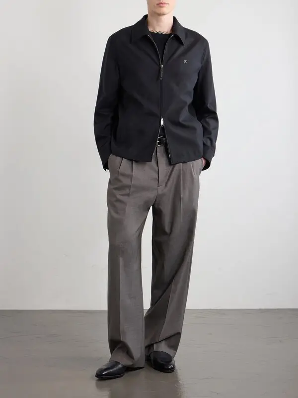Burberry Logo Embroidered Wool Zip-up Blouson Jacket