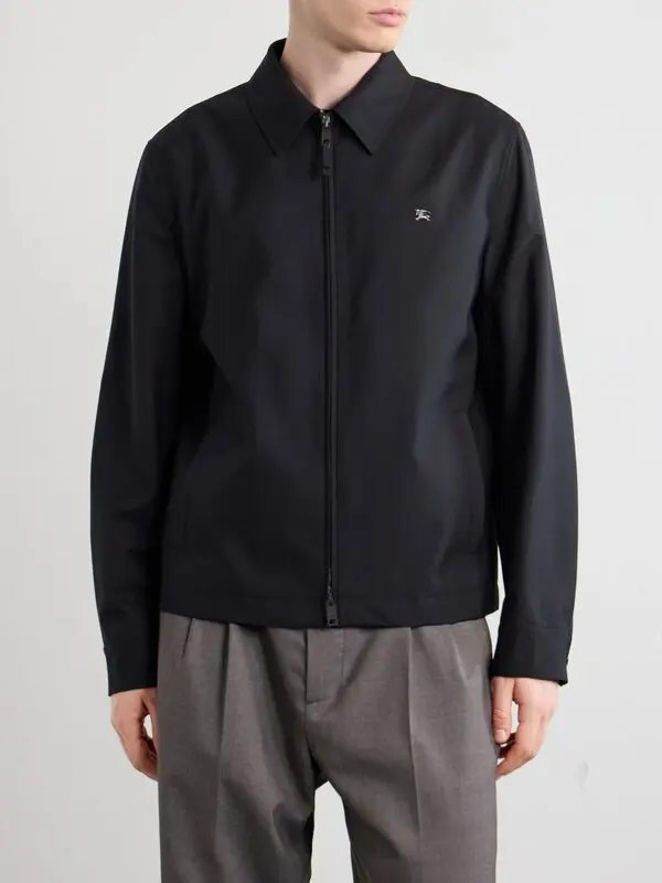 Burberry Logo Embroidered Wool Zip-up Blouson Jacket