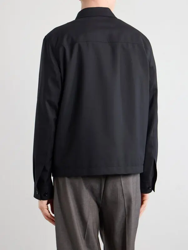 Burberry Logo Embroidered Wool Zip-up Blouson Jacket