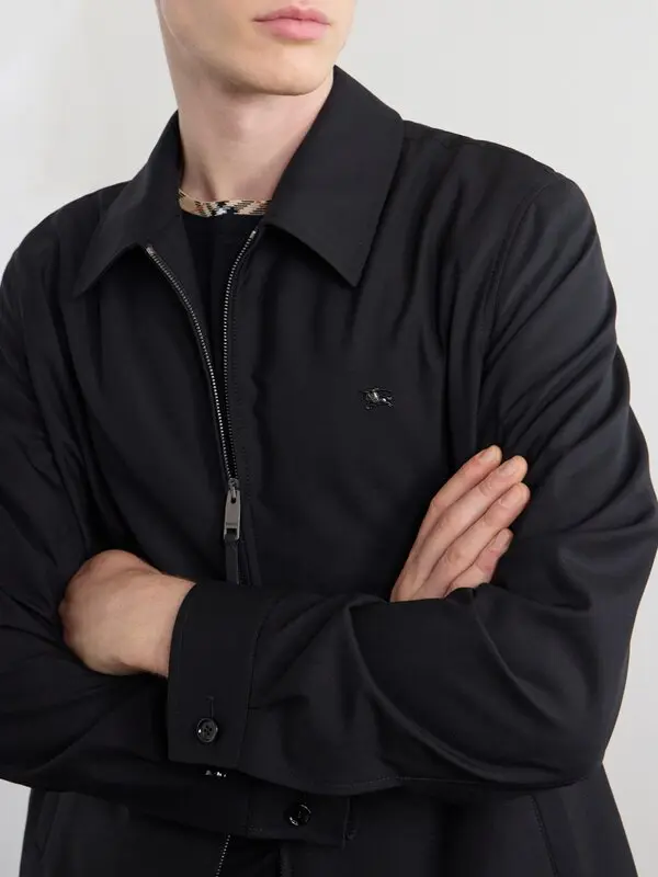 Burberry Logo Embroidered Wool Zip-up Blouson Jacket