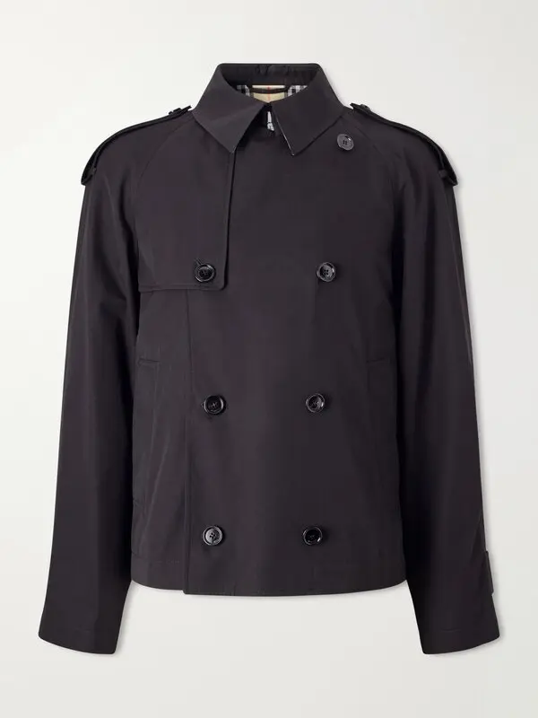 Burberry Cropped Cotton Gabardine Trench Coat - Black