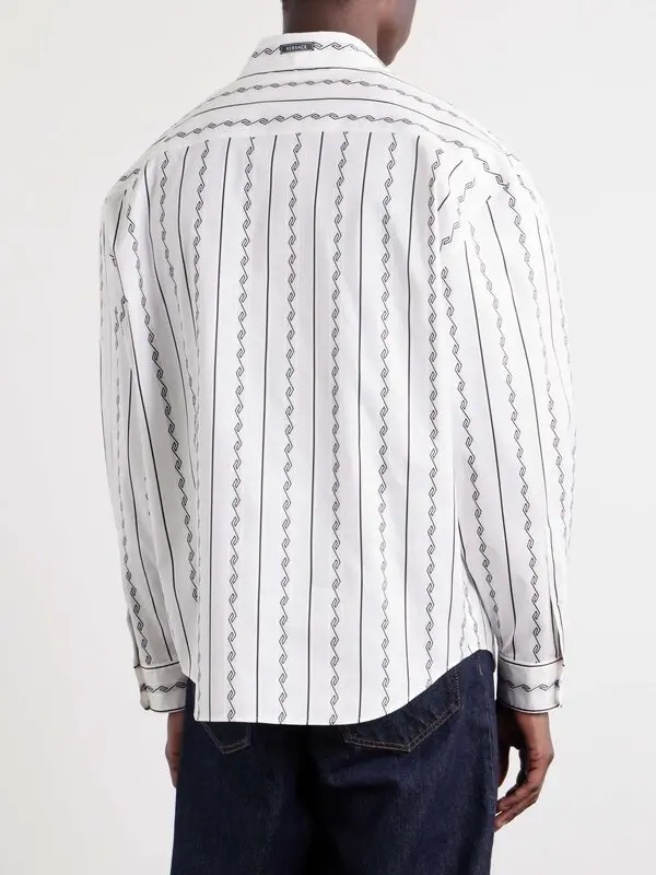 Versace Striped Cotton-blend Jacquard Shirt