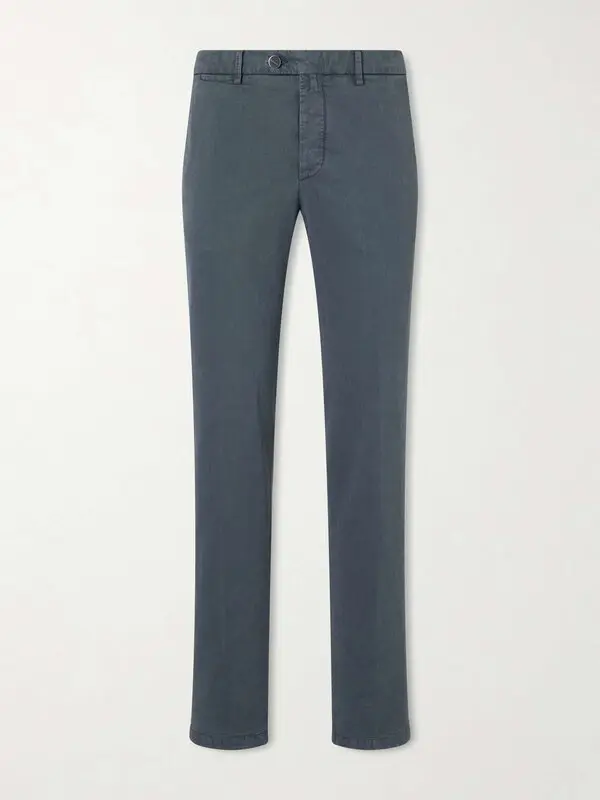 Kiton Straight-leg Lyocell-blend Trousers - Gray