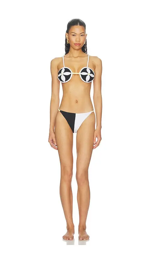 NAU BIKINIS Bahia Colorblock Bikini Bottom In Black & White