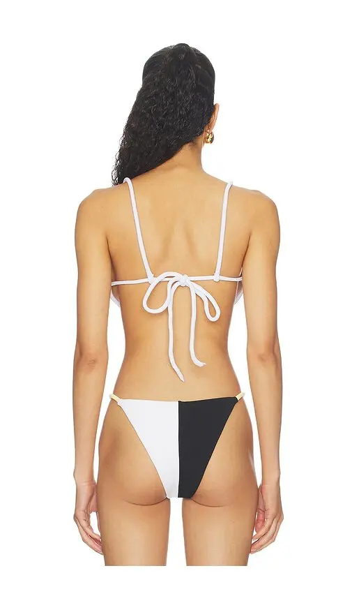 NAU BIKINIS Redondo Flor Bikini Top In Black & White
