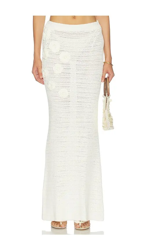 MORE TO COME Tirzah Crochet Maxi Skirt - Ivory