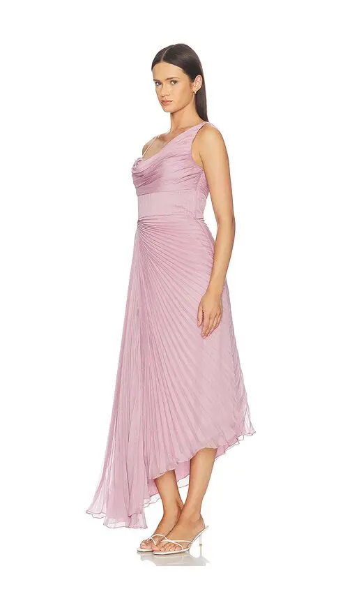 AMUR Joelle Pleated Draped Gown In Pink
