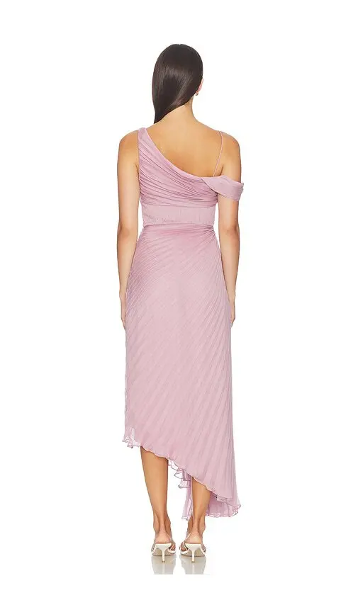 AMUR Joelle Pleated Draped Gown In Pink