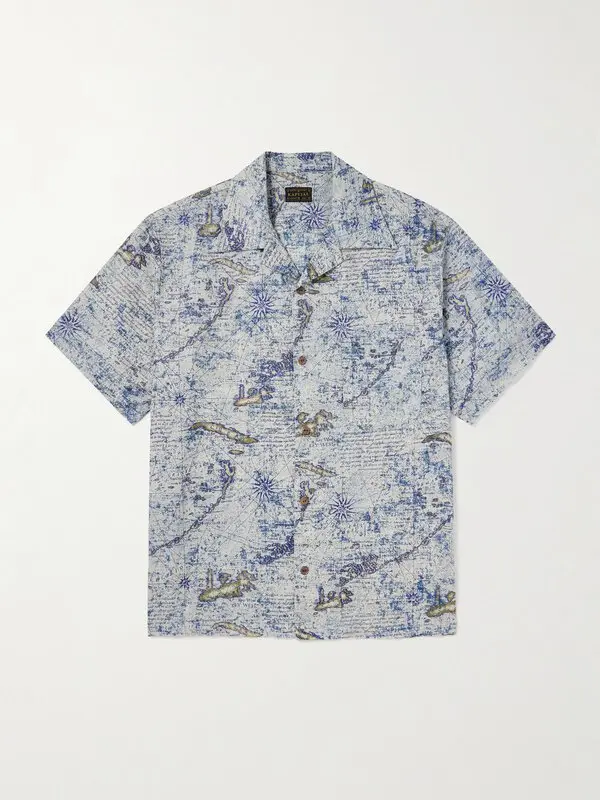 Kapital Key West Camp-collar Printed Linen Shirt