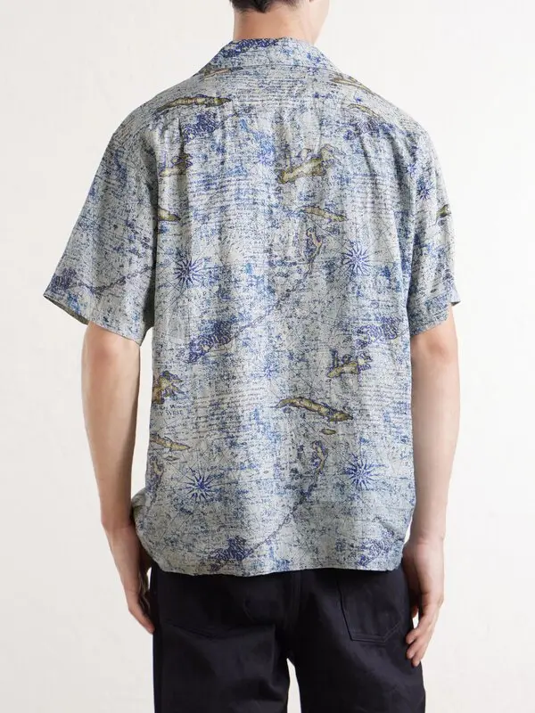 Kapital Key West Camp-collar Printed Linen Shirt