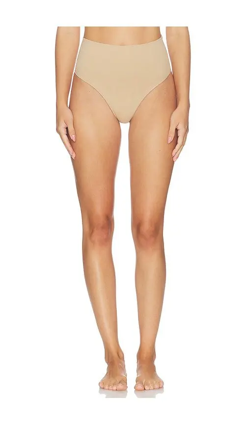 Spanx Shape Extraordinary Cotton Thong In Tan - Toasted Oatmeal