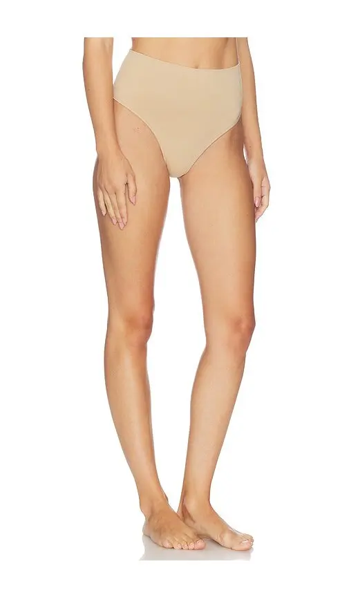 Spanx Shape Extraordinary Cotton Thong In Tan