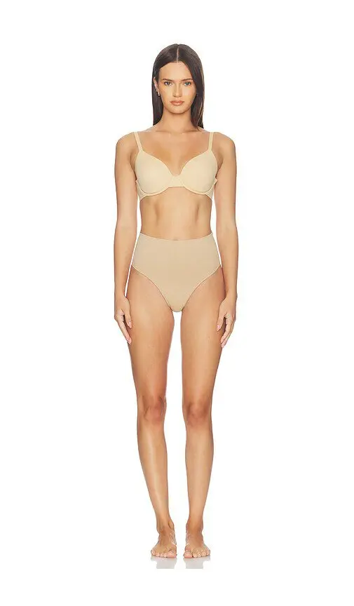 Spanx Shape Extraordinary Cotton Thong In Tan