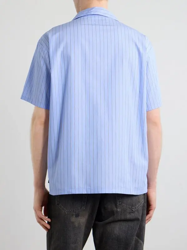 NEIGHBORHOOD Camp-collar Logo-embroidered Striped Cotton Shirt