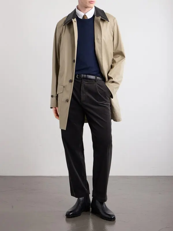 Burberry Leather-trimmed Cotton Gabardine Trench Coat