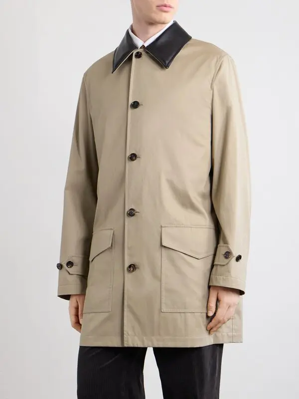 Burberry Leather-trimmed Cotton Gabardine Trench Coat
