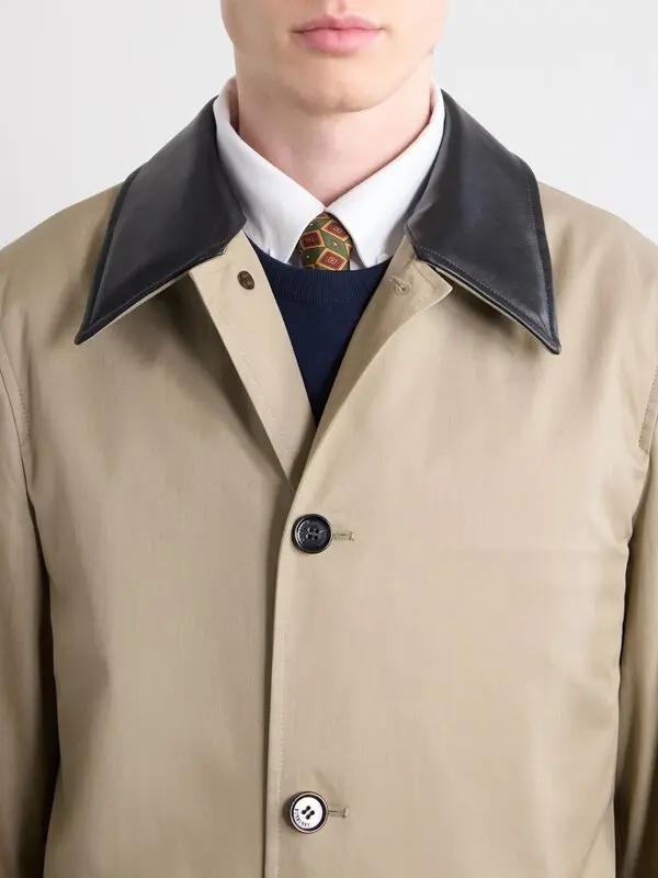 Burberry Leather-trimmed Cotton Gabardine Trench Coat
