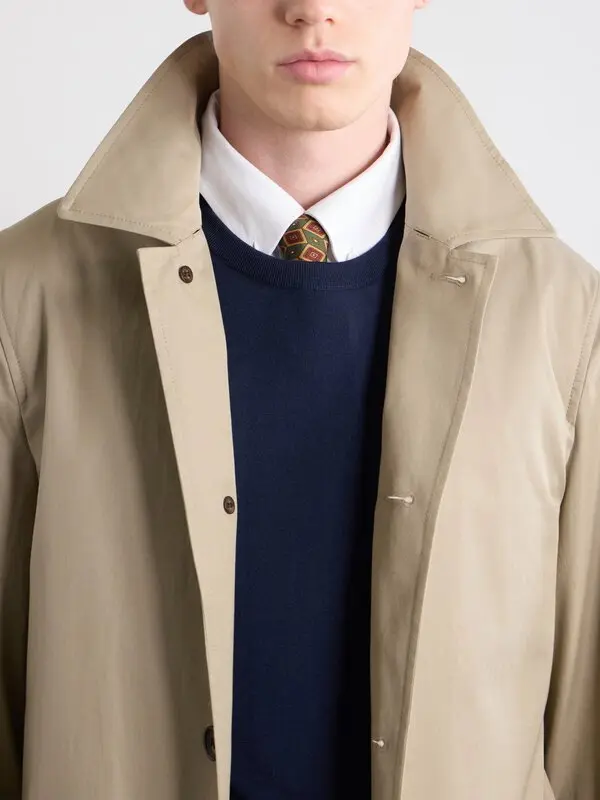 Burberry Leather-trimmed Cotton Gabardine Trench Coat