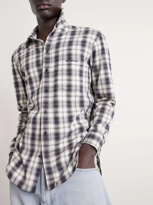 Balenciaga Regular Fit Checked Cotton Shirt