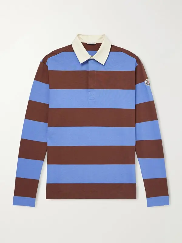 Moncler Logo-appliquéd Striped Cotton-jersey Polo Shirt