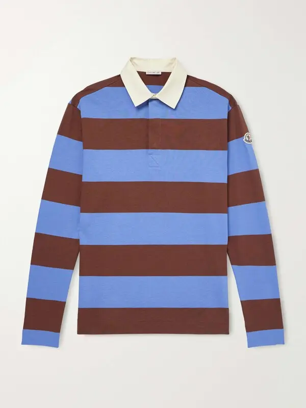 Moncler Logo-appliquéd Striped Cotton-jersey Polo Shirt