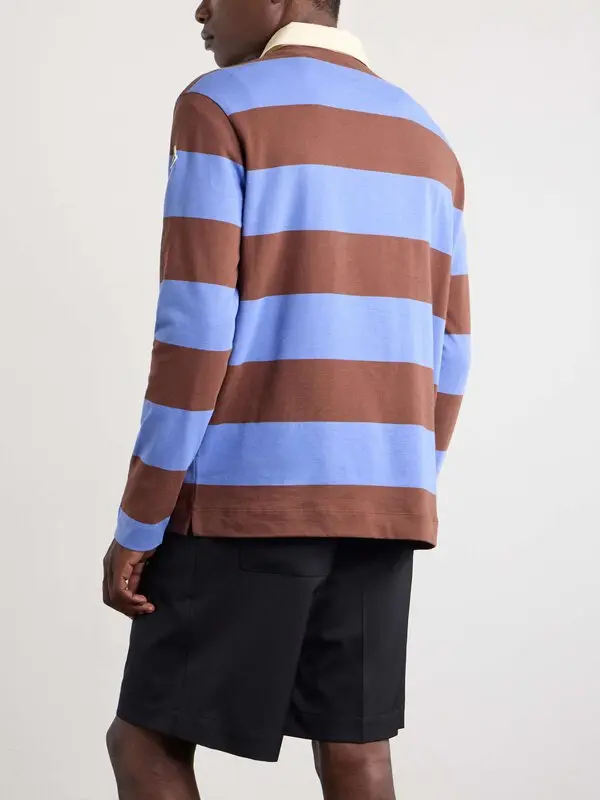 Moncler Logo-appliquéd Striped Cotton-jersey Polo Shirt