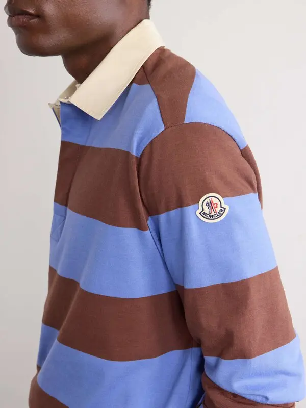 Moncler Logo-appliquéd Striped Cotton-jersey Polo Shirt