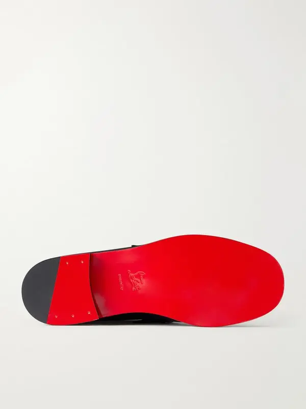 CHRISTIAN LOUBOUTIN The Plato Logo-embellished Leather Loafers - Black