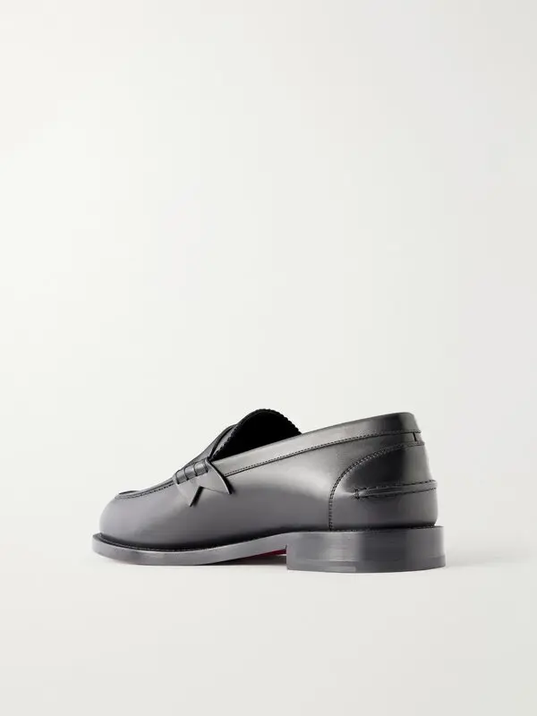 CHRISTIAN LOUBOUTIN The Plato Logo-embellished Leather Loafers - Black
