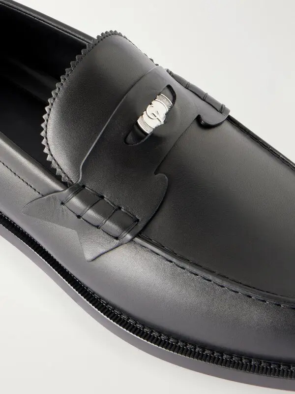 CHRISTIAN LOUBOUTIN The Plato Logo-embellished Leather Loafers - Black