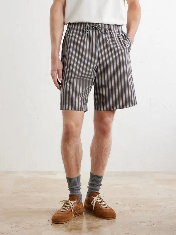 Dries Van Noten Piperi Striped Cotton Shorts - Brown