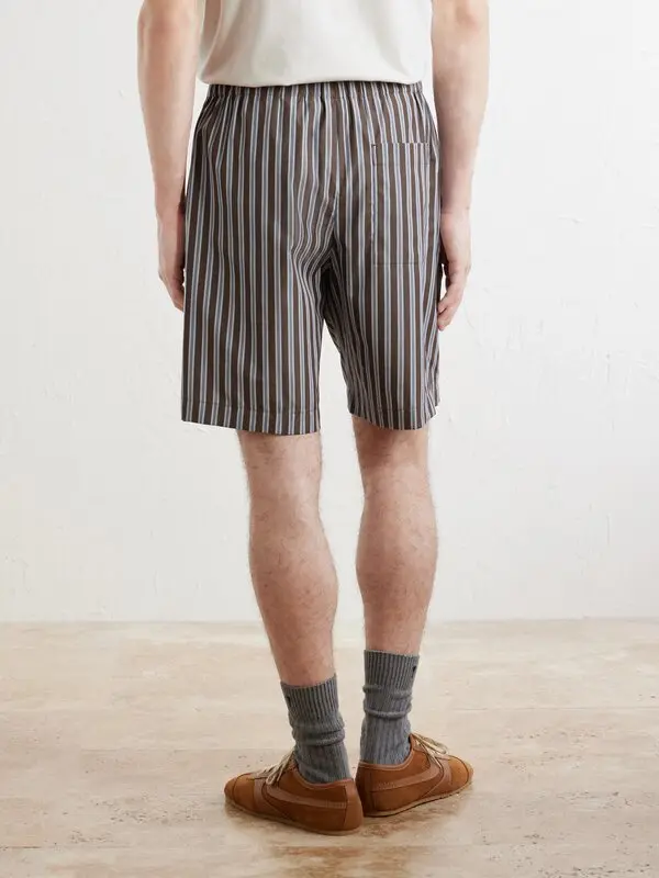 Dries Van Noten Piperi Striped Cotton Shorts - Brown