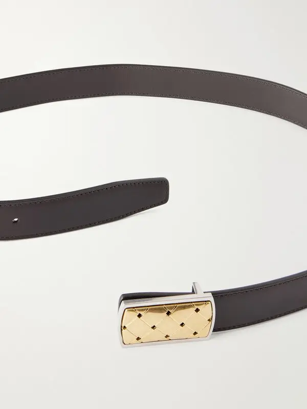 Bottega Veneta Woven Buckle Leather Belt