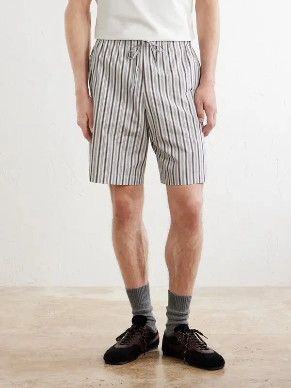 Dries Van Noten Piperi Striped Cotton Shorts - White