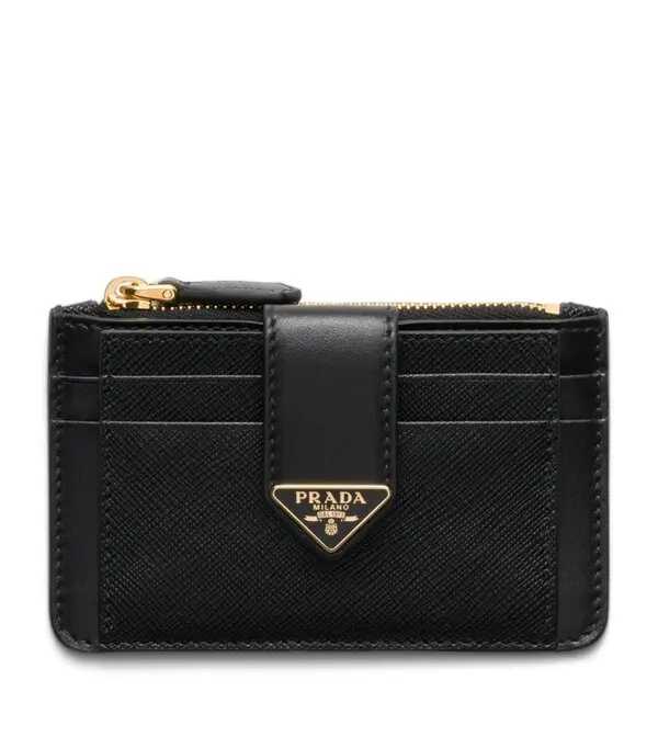 Prada Leather Press-stud Card Holder - Black