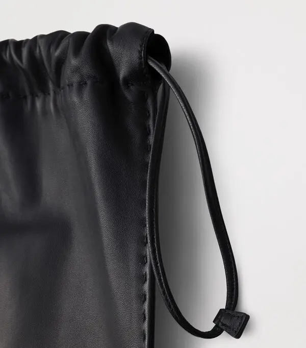 Prada Leather Drawstring Pouch - Black