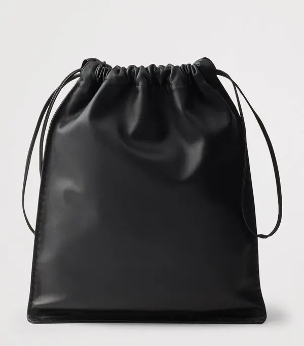 Prada Leather Drawstring Pouch - Black