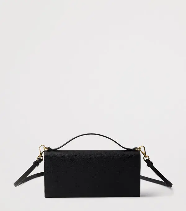 Prada Saffiano Leather Wallet With Shoulder Strap