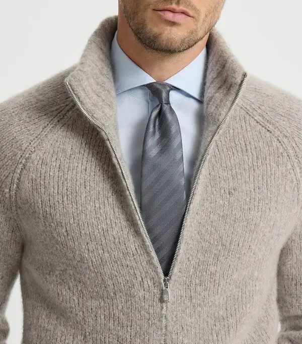 Brunello Cucinelli Silk Stripe Jacquard Neck Tie