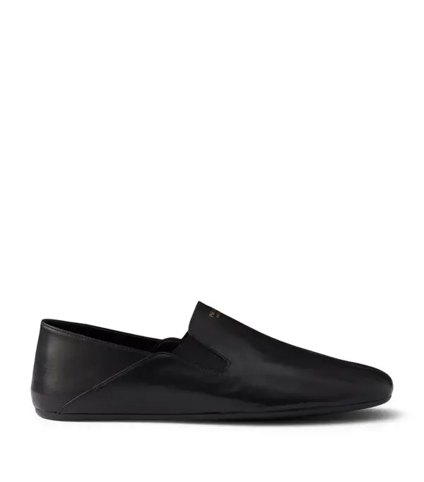 Prada Leather Logo Loafers