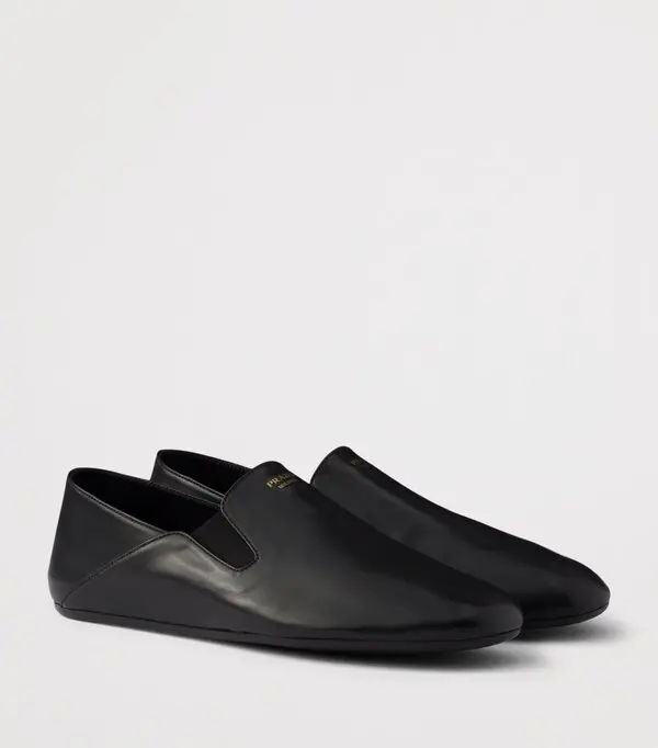 Prada Leather Logo Loafers