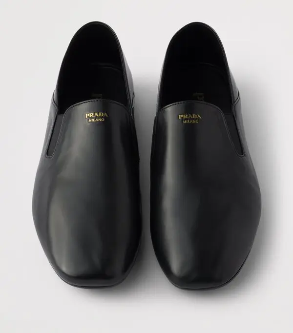 Prada Leather Logo Loafers